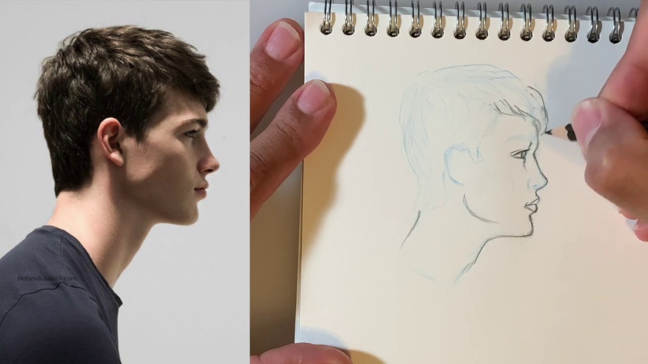 Drawing Faces Male Profile 1 - YouTube