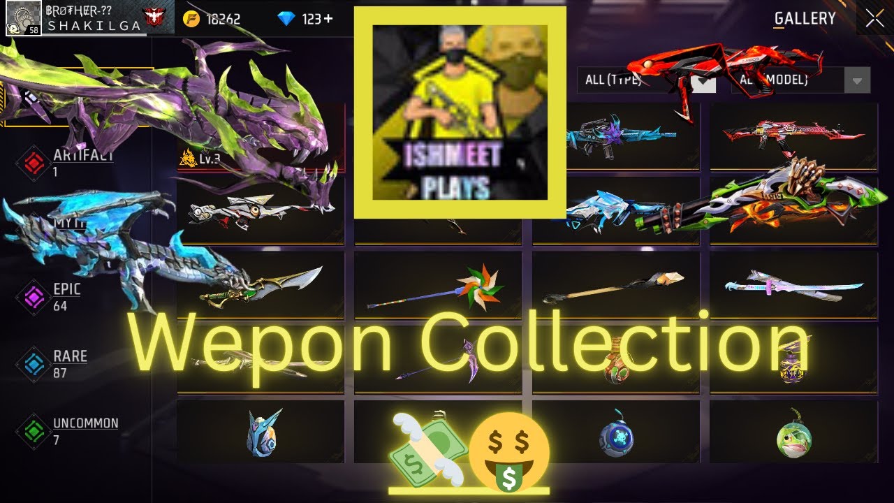 My free fire wepon collection🤑🤑#freefire #gaming - YouTube