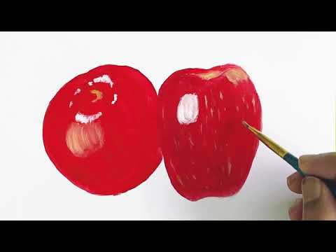 Learn to draw an apple with acrylic colors | Easy tutorial on painting ...