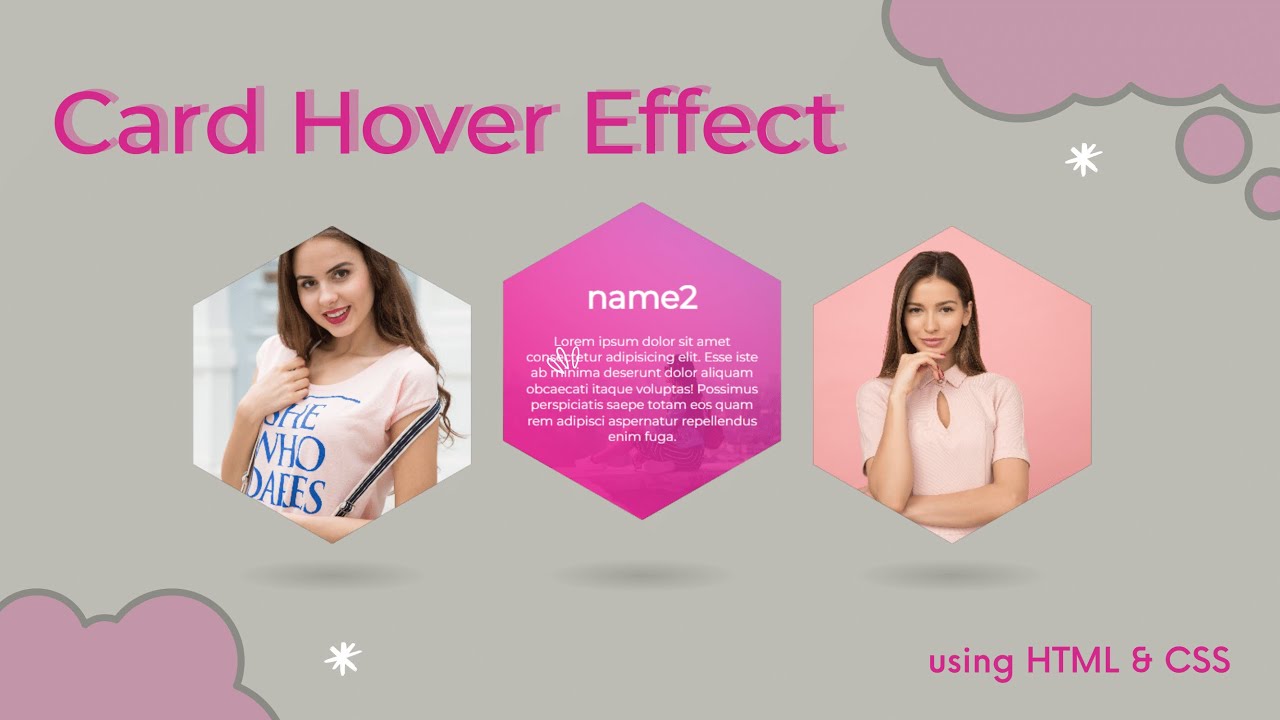 Hexagonal Shape Card Hover Effect Using Html And Css Youtube