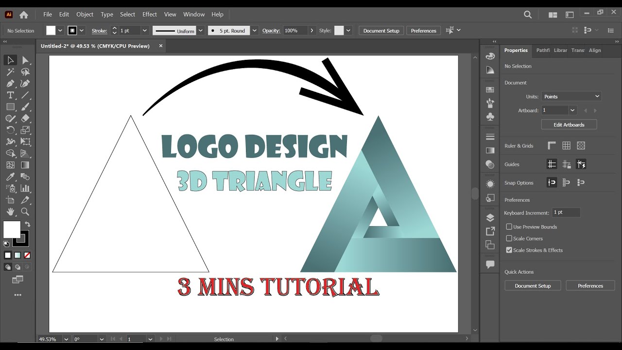 How to create 3D Triangle Gradient Logo Design in Adobe Illustrator CC ...