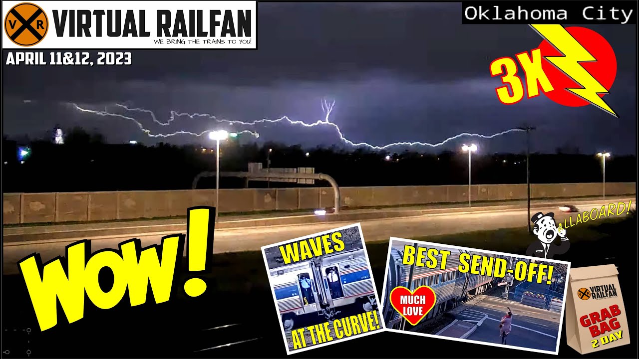 BEST AMTRAK SEND-OFF! 3 GREAT HORIZONTAL LIGHTNING, RARE BAY LINE CARS, SOUNDER CARS, ETC 4/11 ...