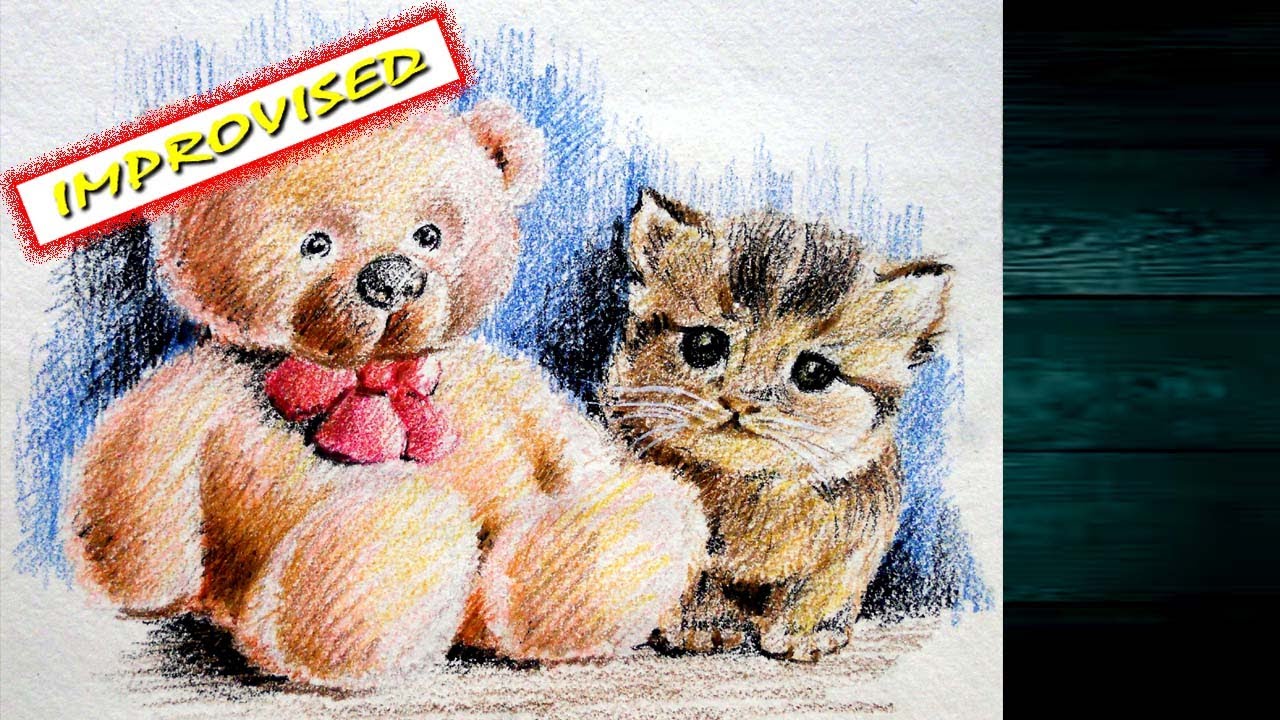 🎨 Draw Simple Easy Cute Teddy Bear & Kitty Pencil Sketch | Art Tutorial ...