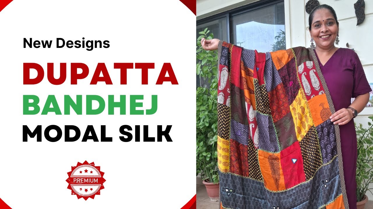 Beautiful Ajrakh Bandhej Modal Silk Dupatta: Traditional Design with a ...