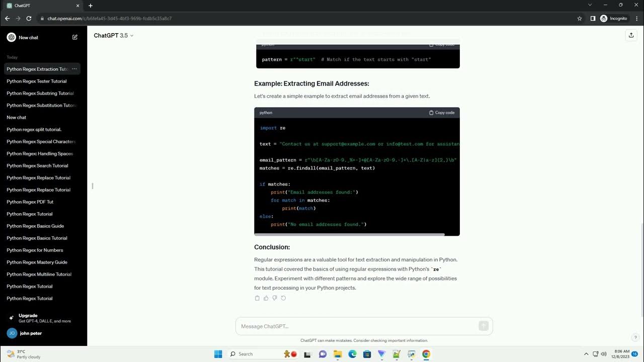 python regular expression to extract text - YouTube