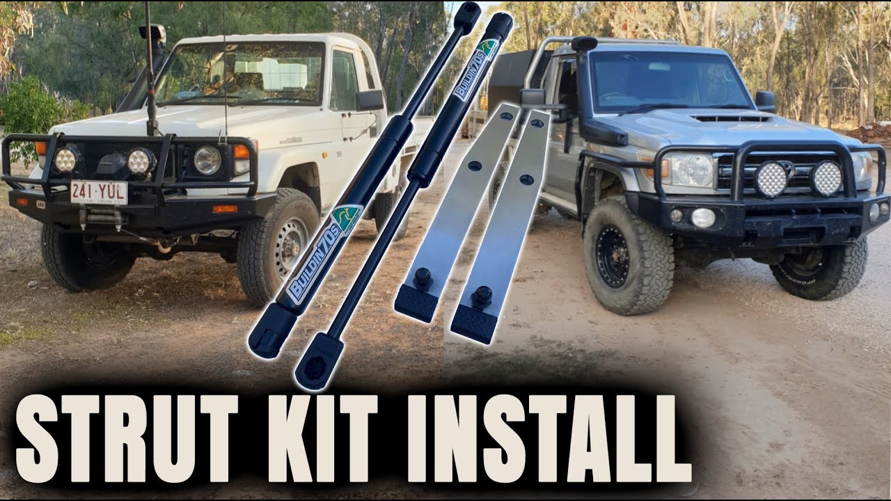 Buildin70s 70 Series Bolt In Bonnet Strut Kit Install - YouTube