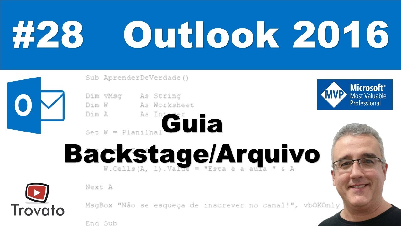 #28 - Botão Backstage / Botão Arquivo - Outlook 2016 - YouTube