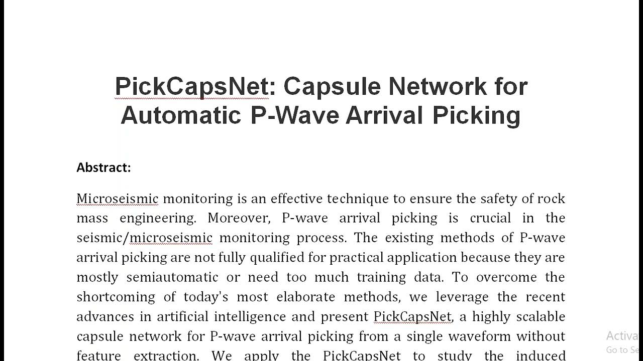 PickCapsNet Capsule Network for Automatic P Wave Arrival Picking - YouTube