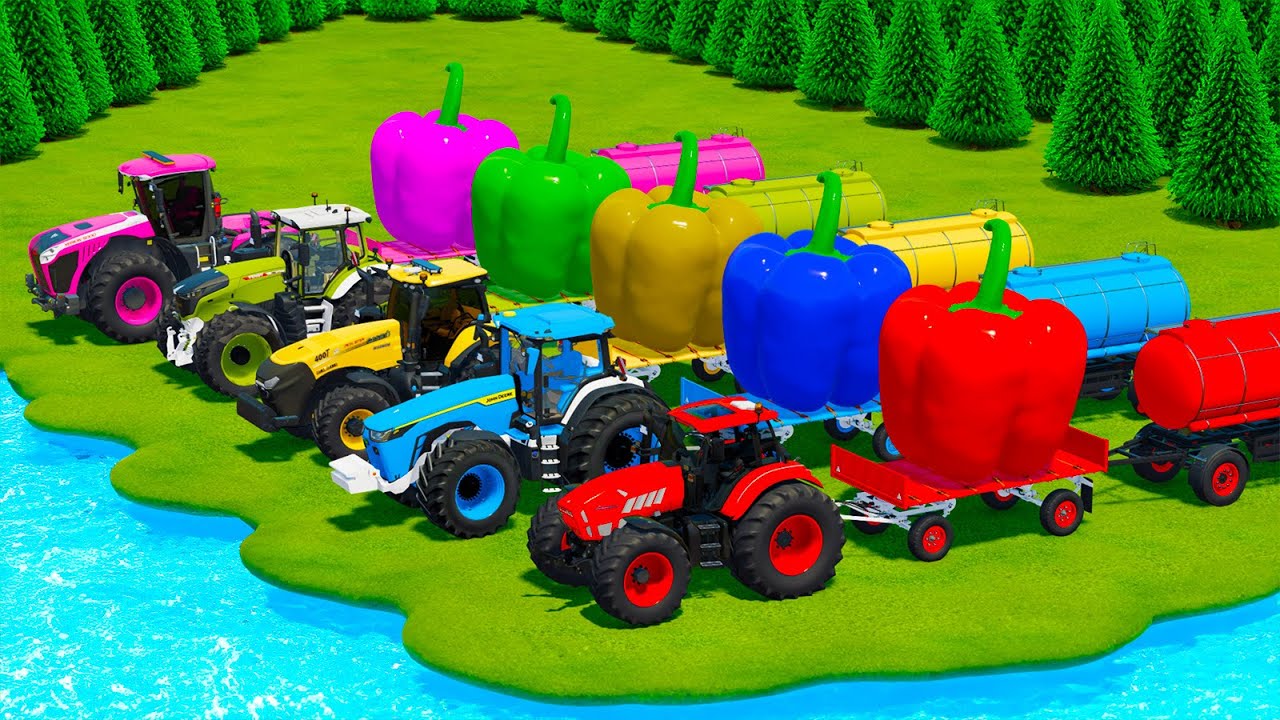 JOHN DERRE vs LAMBORGHINI vs CLAAS vs CASE vs FENDT TRACTORS BATTLE ...