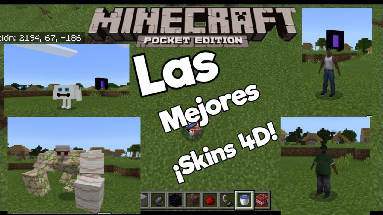 LAS MEJORES SKINS 4D PARA MINECRAFT PE - YouTube