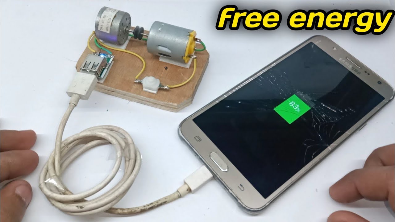 How to make free mobile charge device with two dc motor || free ...