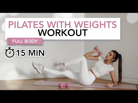 15 MIN PILATES WITH WEIGHTS WORKOUT | Full Body Shaping & Strengthening with Dumbbells | Eylem Abaci