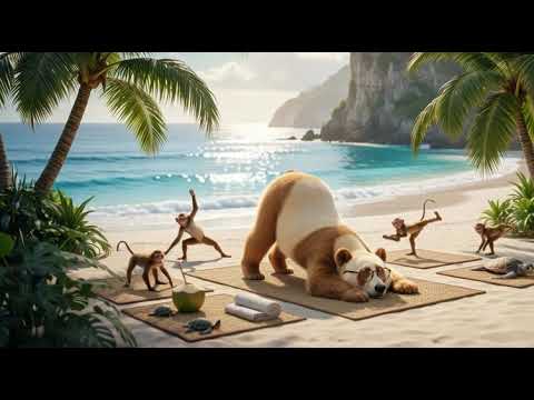 Beach Yoga Squad: Dital Nomad Panda’s Tropical Beach Workout 🌞🏖️**