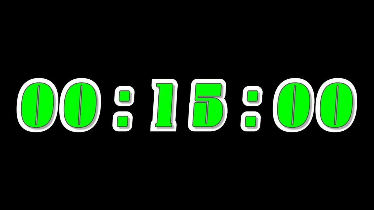 15 Minutes Countdown Timer with Alarm & Time Markers / Chapters - Green ...