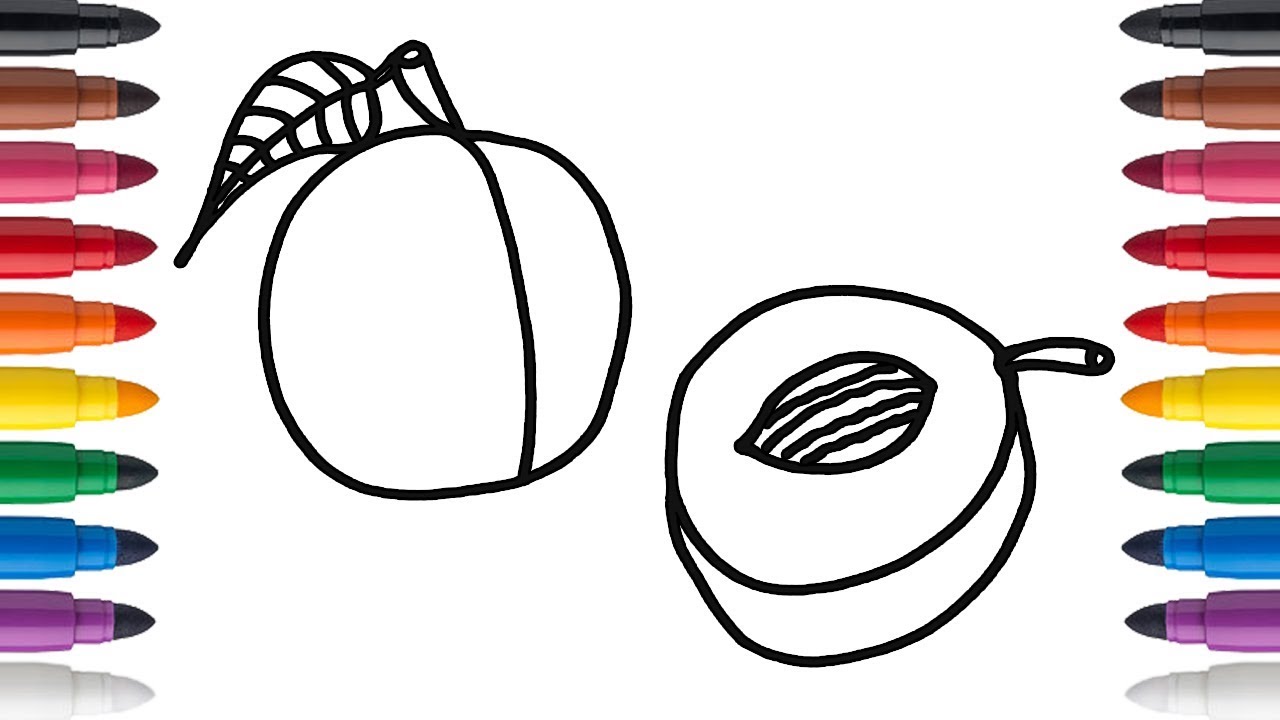 How to draw and color a peach - YouTube