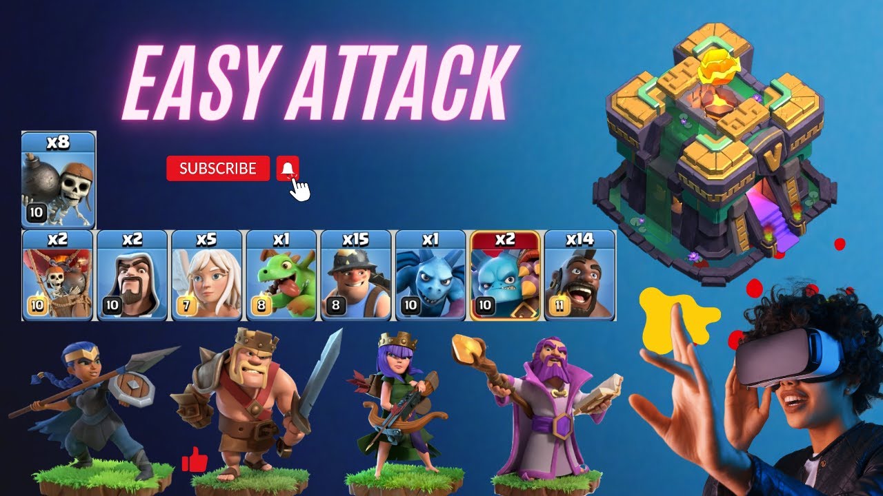 th14 vs th14 | queen walk | hog miner attack | th14 attack strategy ...