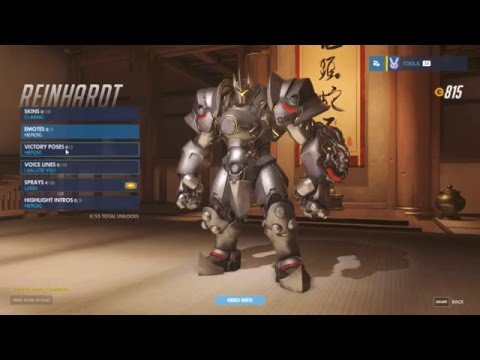 Overwatch Reinhardt skins, emotes, poses and intros - YouTube