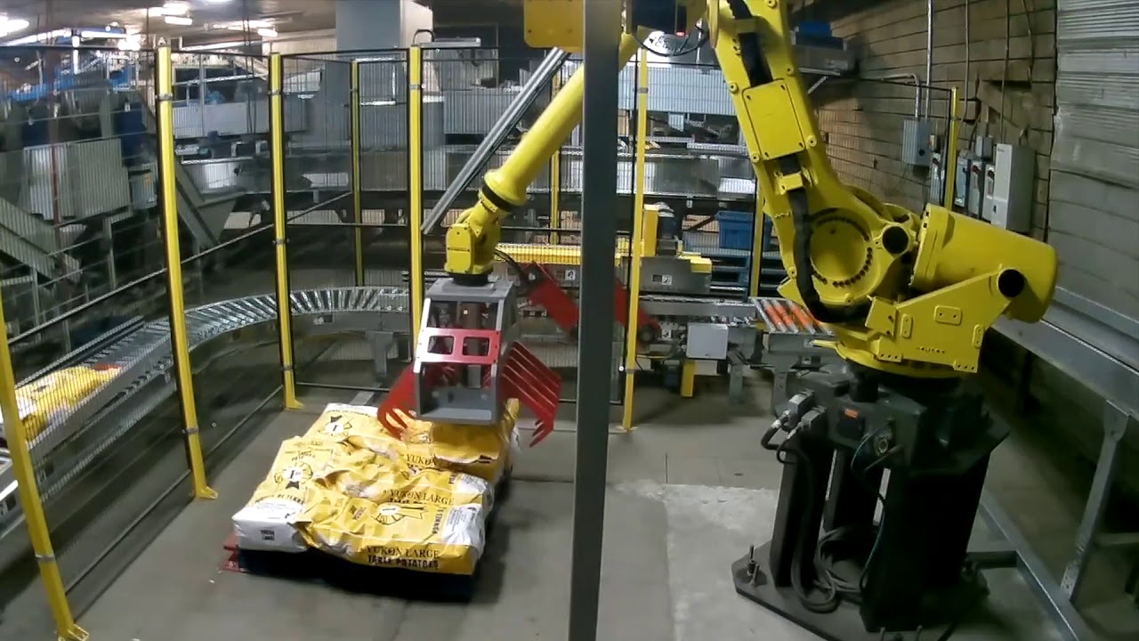 Bag (Potato) Palletizing Robot Cell - YouTube