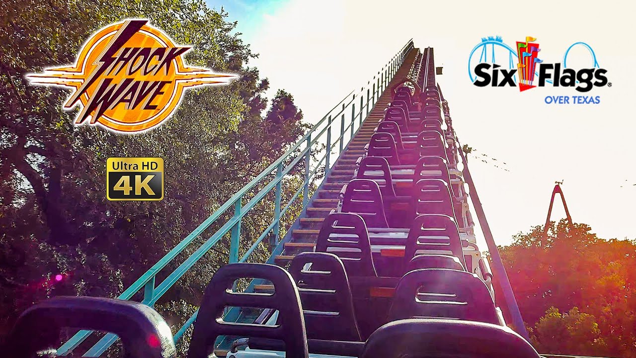 June 2022 Shock Wave Roller Coaster On Ride Back Seat 4K POV Six Flags ...