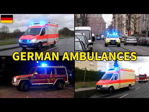 German ambulances and other EMS vehicles responding