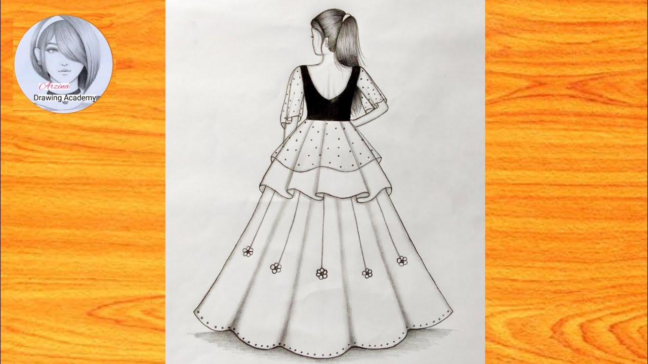 How to draw a girl in beautiful dress || pencil sketch for beginners ...
