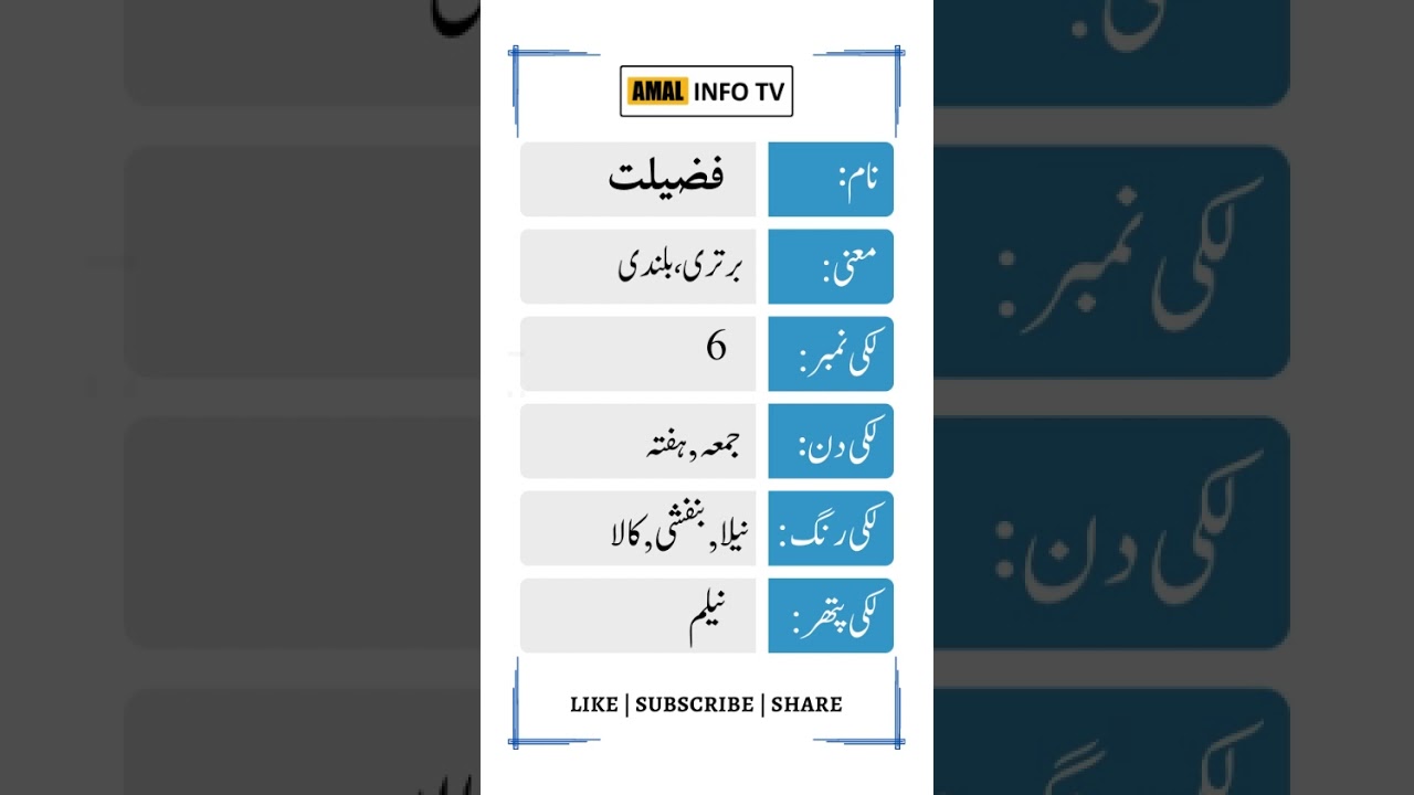 Fazilat Name Meaning in Urdu - Fazilat Name Meaning - Islamic Boy Name ...