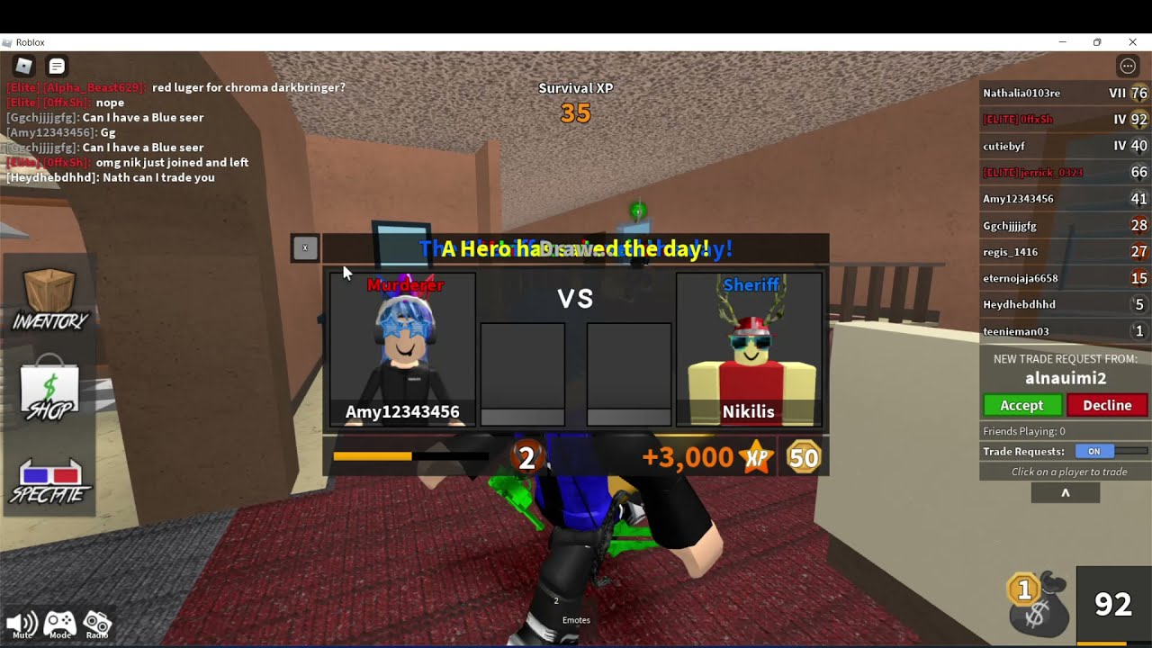 Niklis Joined my game and left | ROBLOX MM2 - YouTube