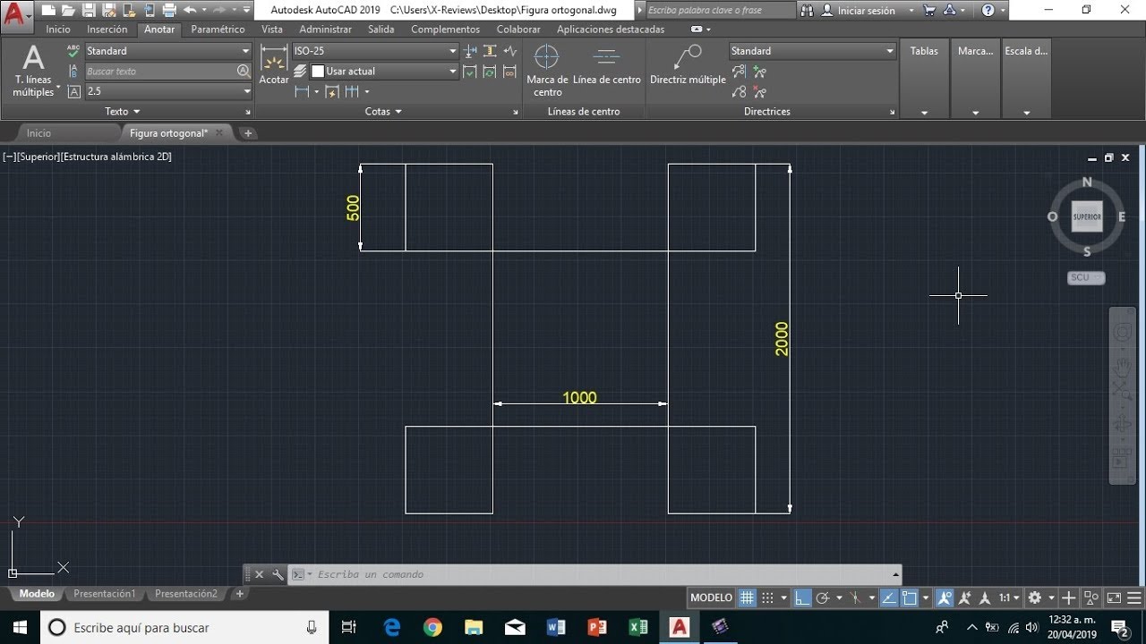 Líneas en modo ortogonal y comando borra (Curso de Autocad 2019) - YouTube