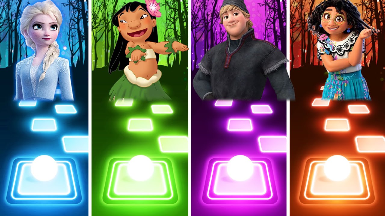 Frozen Elsa Vs Lilo Vs Kristoff Vs Encanto Mirabel - Tiles Hop! - YouTube