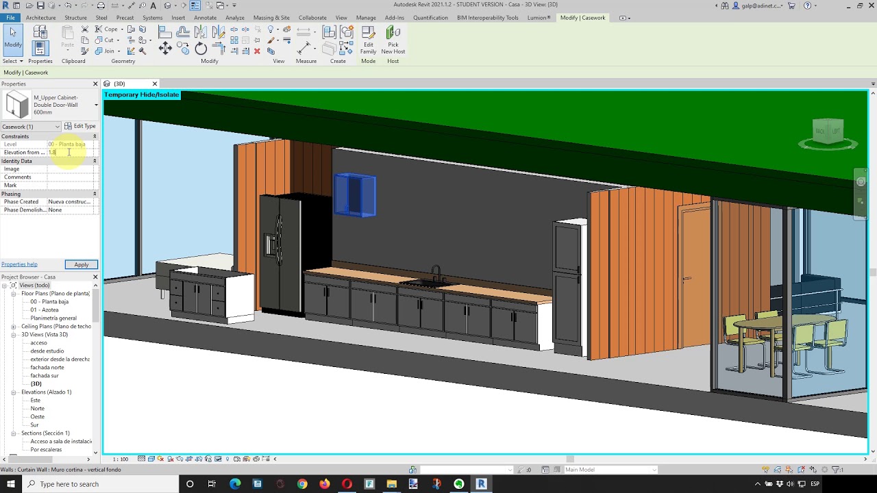 Crear mesadas y muebles para la cocina en Revit - YouTube