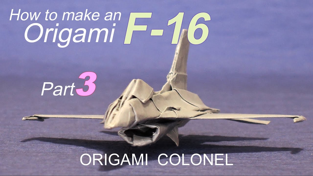 How to make an Origami fighter jet F-16 Fighting Falcon, English ...