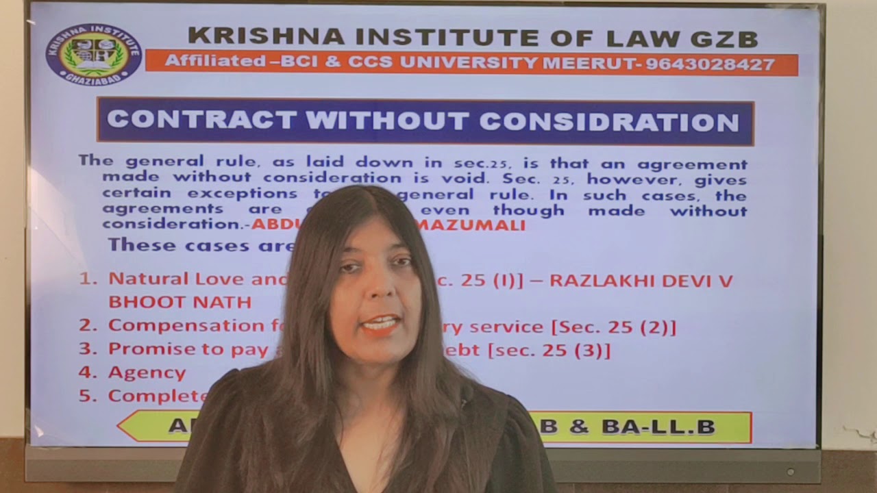 CONTRACT- WITHOUT CONSIDERATION | CA | CS | CMA I LLB 1SEM | BALLB | CCSU - YouTube