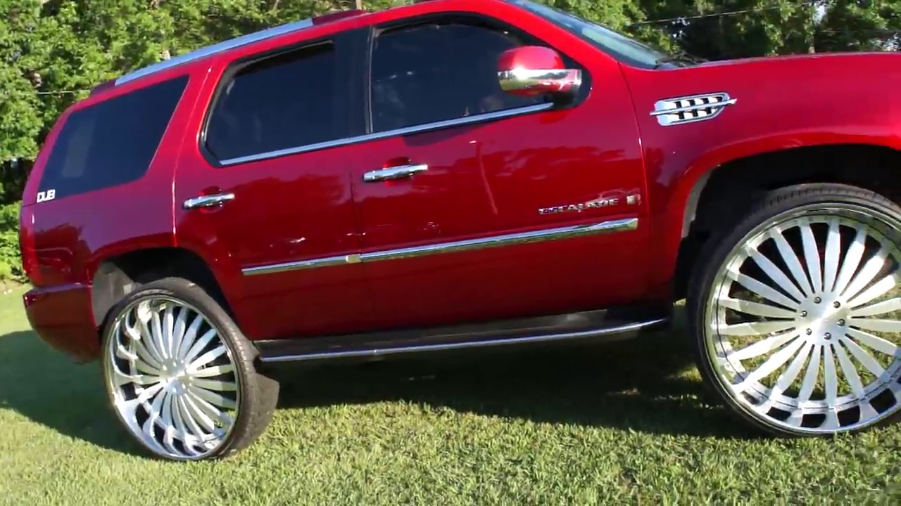 North Ms Whipz Red Cadillac Escalade on 32" Dub Wheels - YouTube