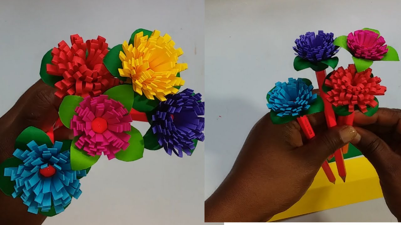 Nirmana | a4 nirmana | මල් නිර්මාණ | how to make paper flowers | කඩදාසි ...