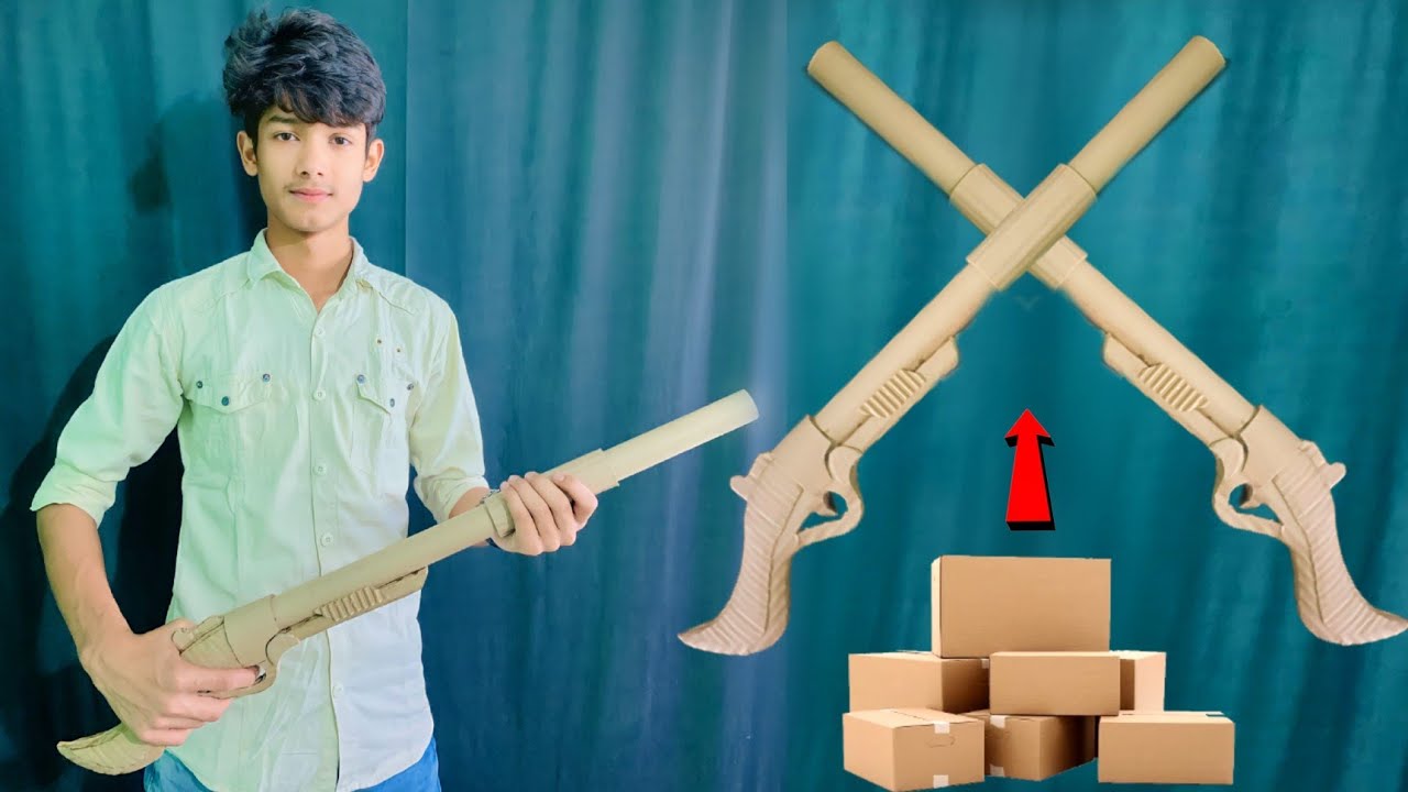 How to make sawed off gun with cardboard | cardboard gun diy | gun ...