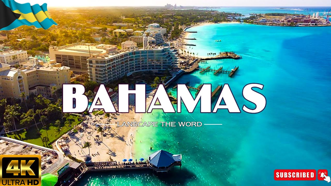 FLYING OVER NASSAU, BAHAMAS 4K, Soft Piano Music With Wonderful Natural ...