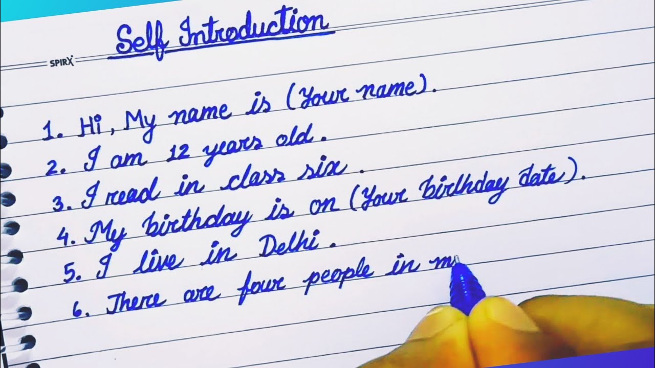 Self Introduction.. Learn how to write self Introduction in English # ...