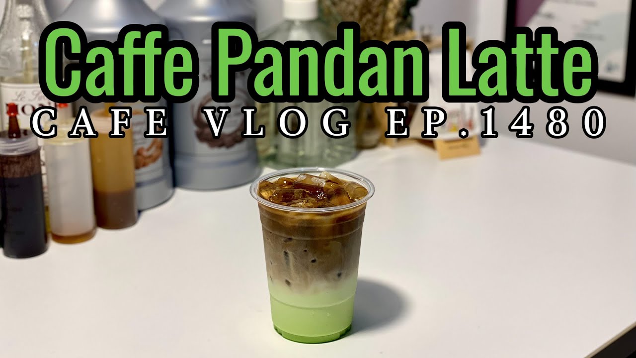 Cafe Vlog EP.1480 | Caffe Pandan Latte | Pandan coffee | Medium size ...