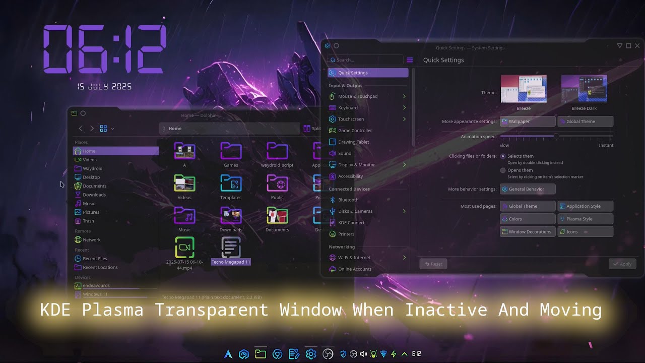 KDE Plasma Transparent Window When Inactive And Moving - YouTube