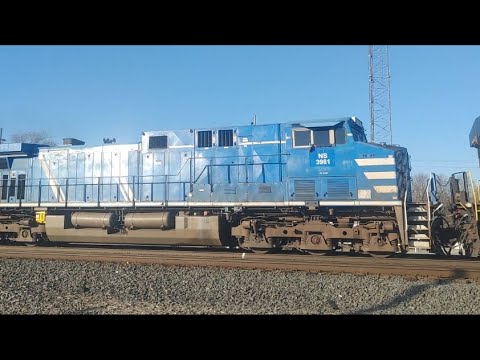 Norfolk Southern with a patched Bluebird lead Intermodal train - YouTube