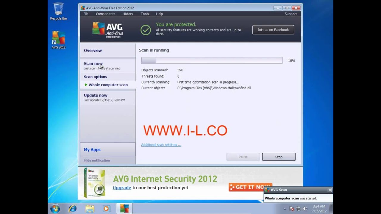 how to scan my computer with avg 2012 free anti virus - YouTube