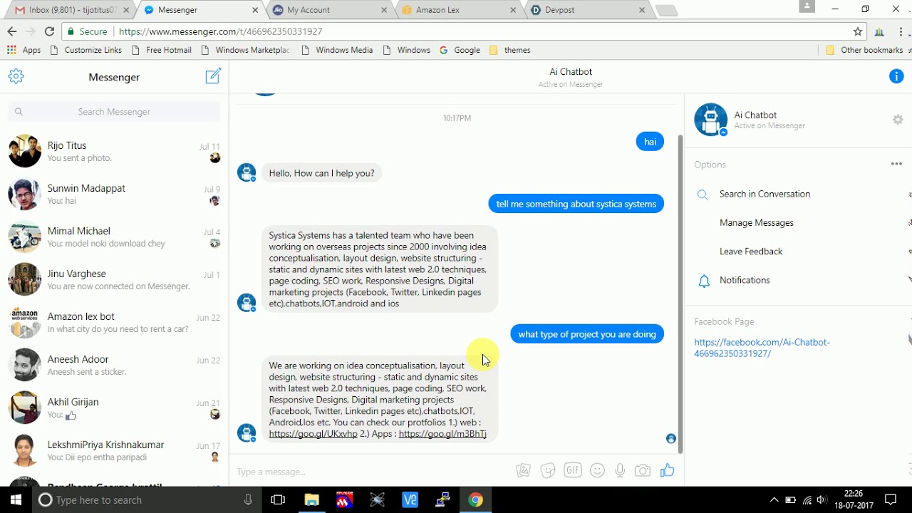 amazon lex chatbot demo - YouTube