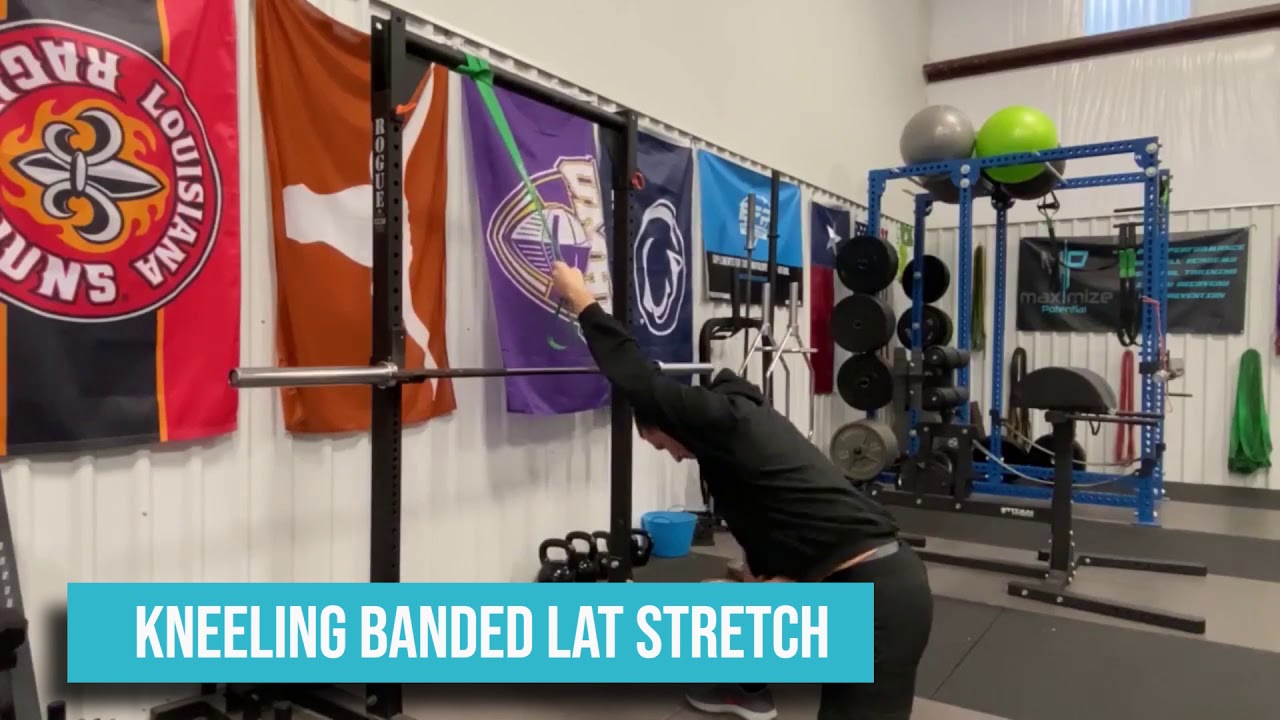 Kneeling Banded Lat Stretch - YouTube