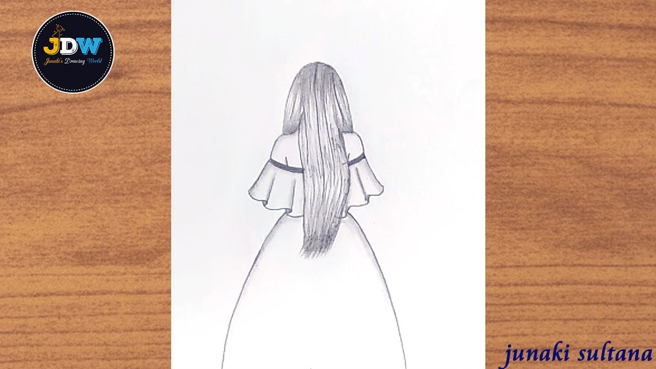 how to draw a girl backside || pencil sketch for beginners || girl ...