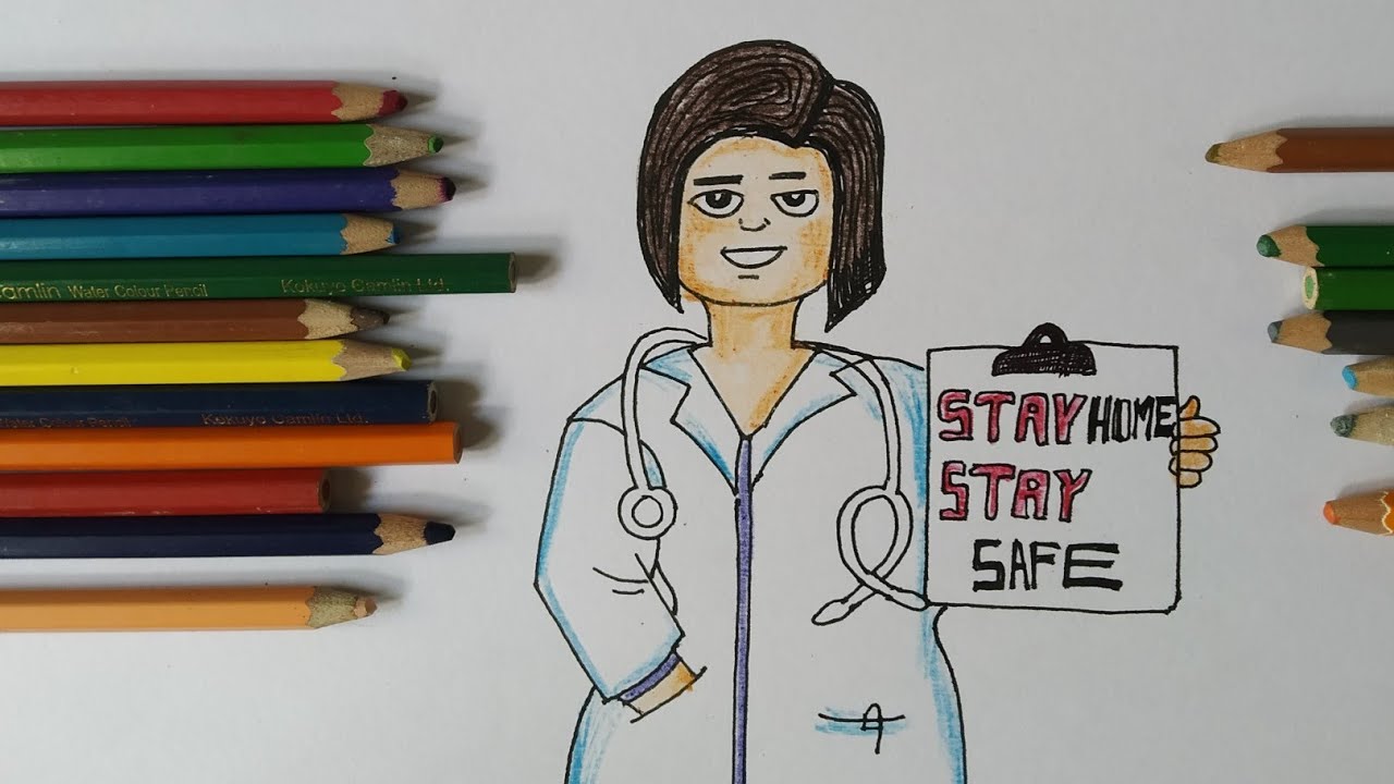 nurse drawing step by step/stay home stay safe. A4art - YouTube