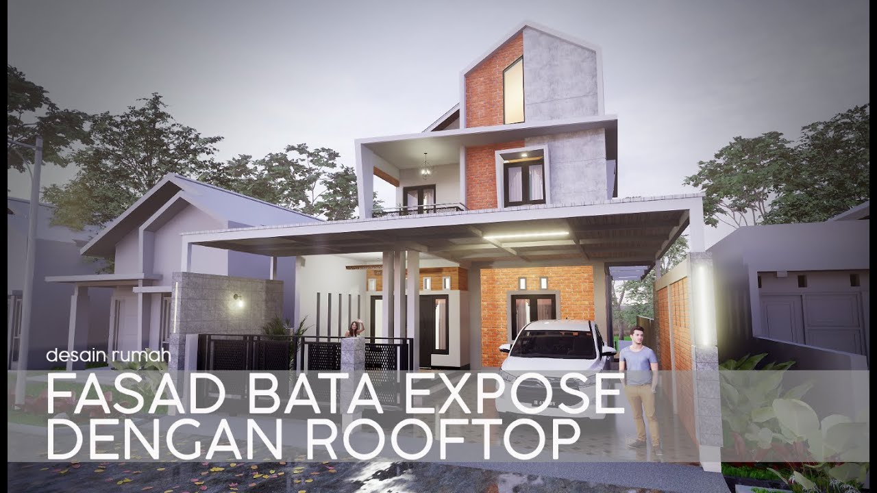 RUMAH DENGAN ROOFTOP DAN FASAD BATA EXPOSE - YouTube
