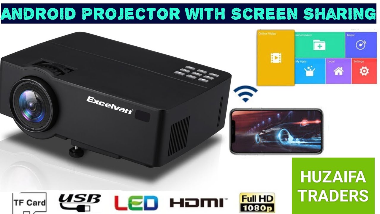 EXCELVAN E09 Smart Android Projector | Full HD 1800 Lumens LCD ...