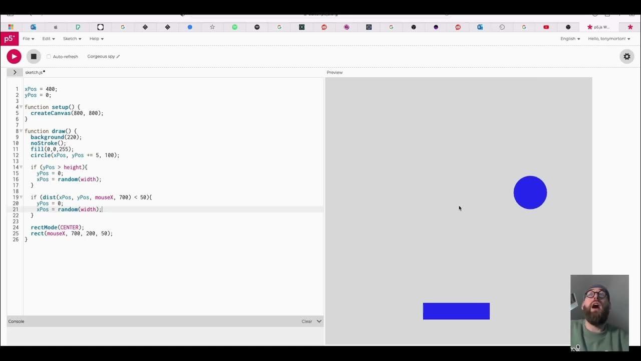p5.js Tutorial - Creating a simple catching game in JavaScript with mouse interaction - YouTube
