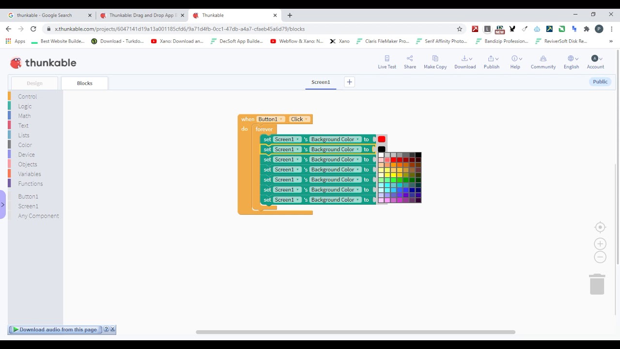 How To Change Background Color Using Button In Thunkable YouTube How To Change Background Color Using Button In Thunkable YouTube