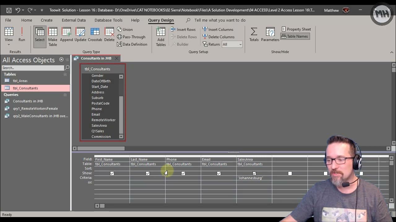 Level 2 Access Lesson 16: Selecting which fields to display in a query ...